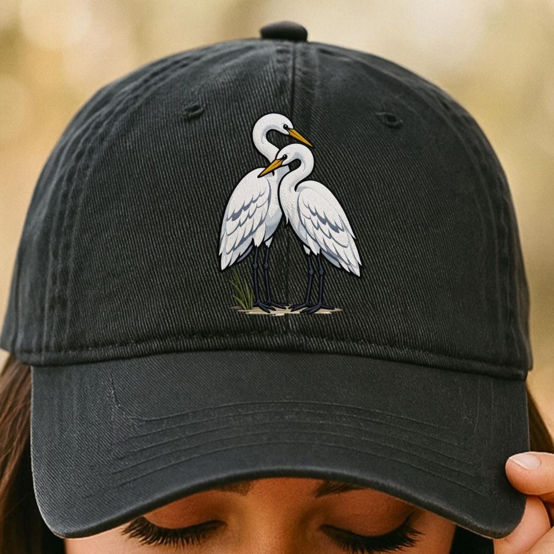 Embroidered American Egret Denim Hat | Birder Baseball Cap - Etsy