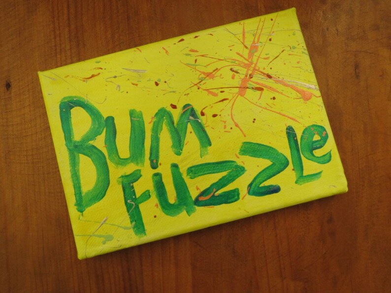 Bumfuzzle Small Word Art Painting Neon Yellow - Etsy