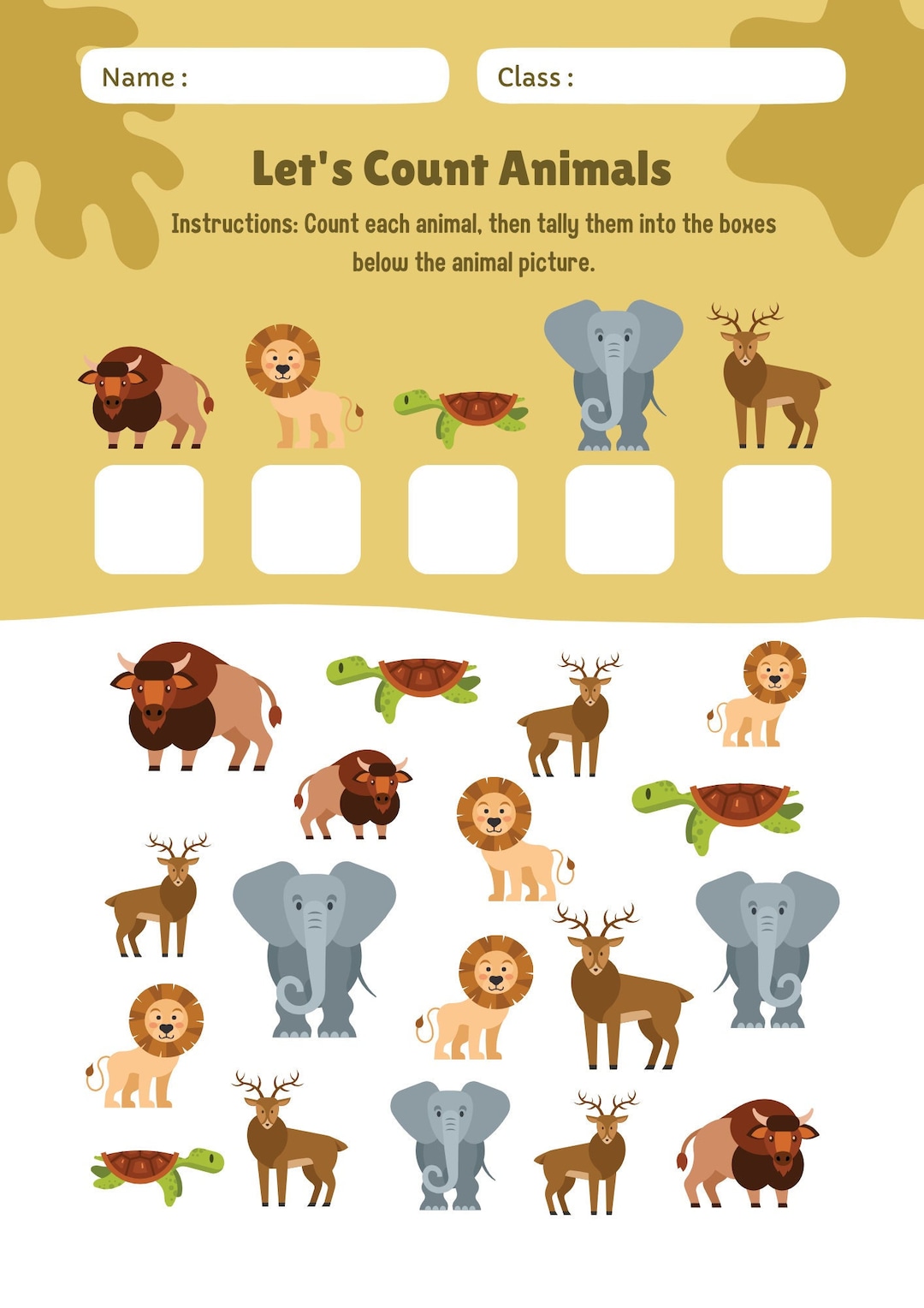 Count the Animals and Write the Numbers (1-10) in the Boxes. - Etsy