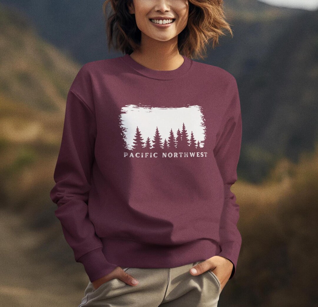 Pacific Northwest Tree Silhouette Sweatshirt, Nature Crewneck, Outdoor ...