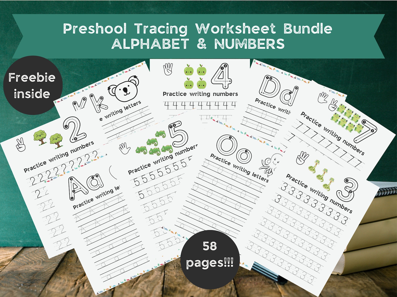 58 Printable Preschool Alphabet & Numbers Tracing Worksheets Tracing ...