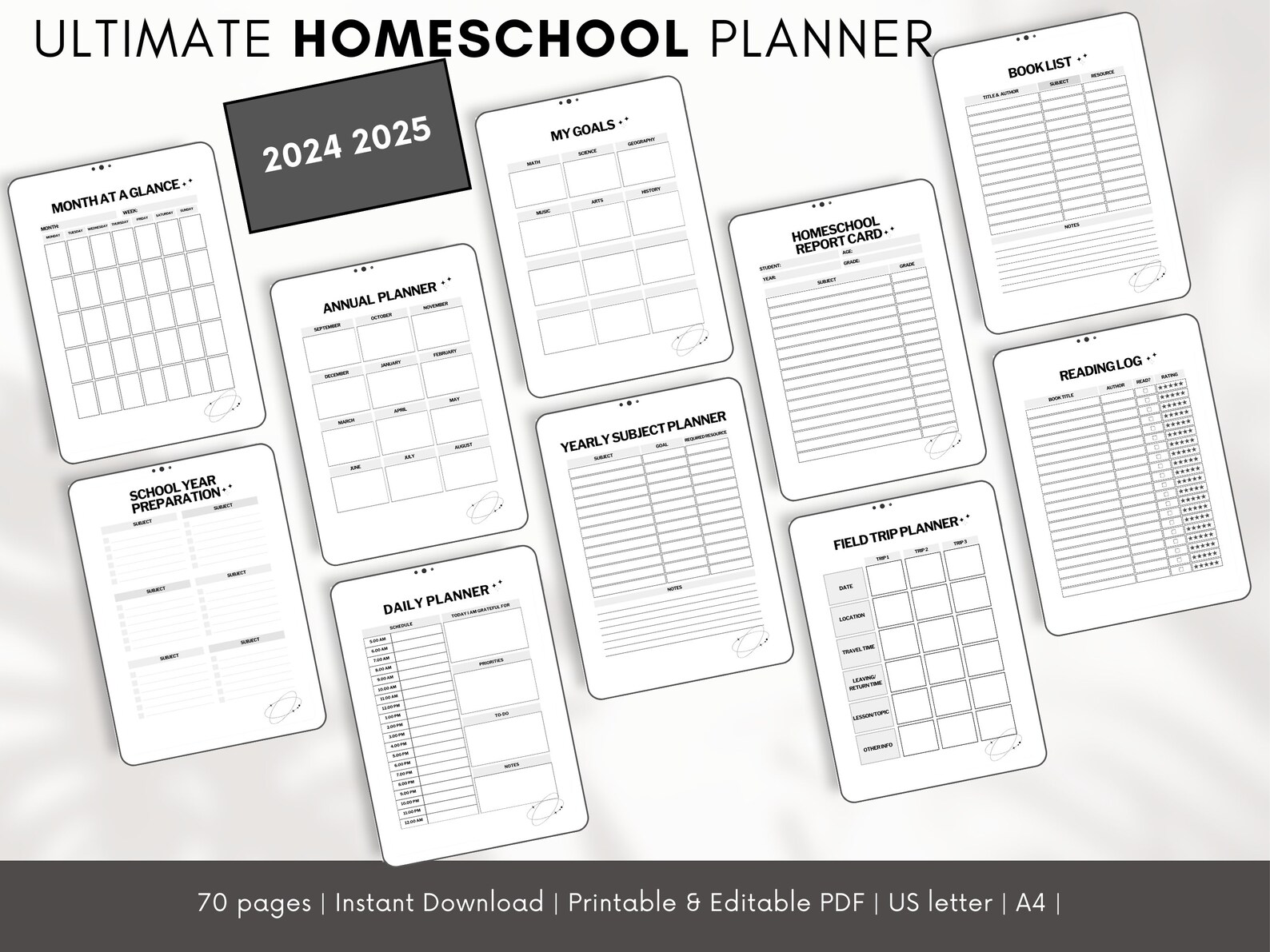 Homeschool Planner 2025 | Printable Homeschool Binder | Digital Lesson ...