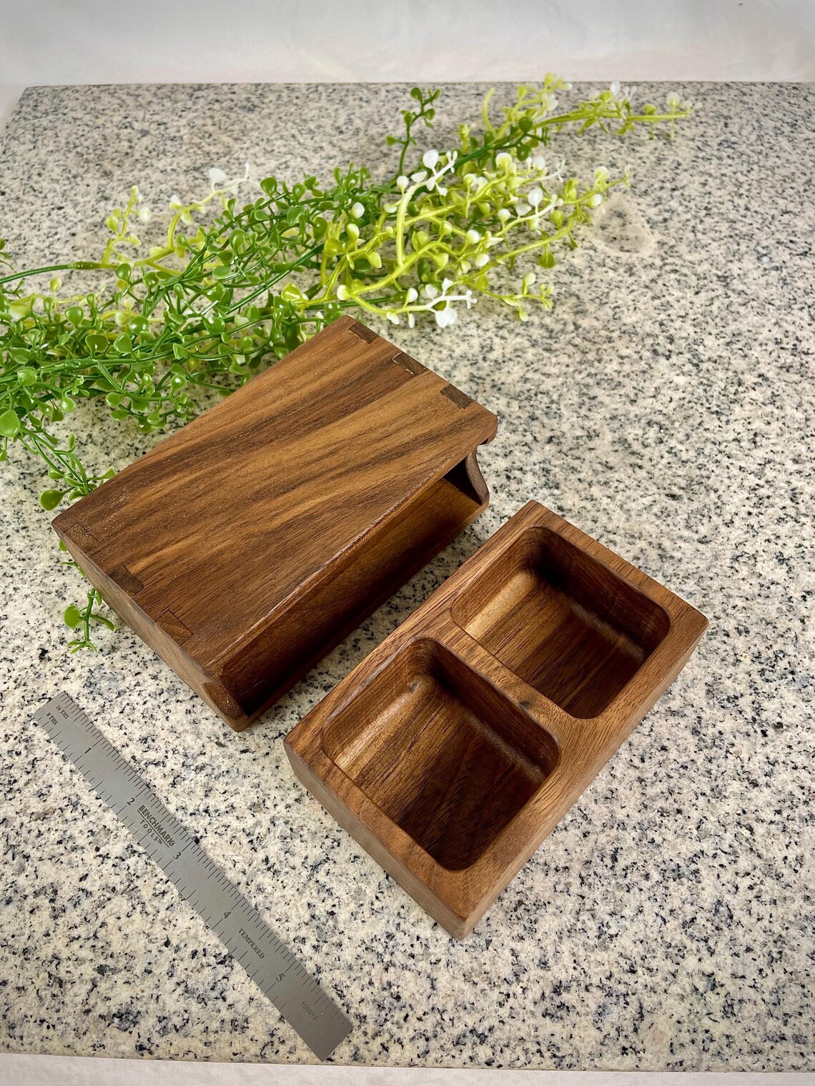 Salt Box With Solid Wood Drawer Made From Walnut. Holds 1/2 Cup of Salt ...
