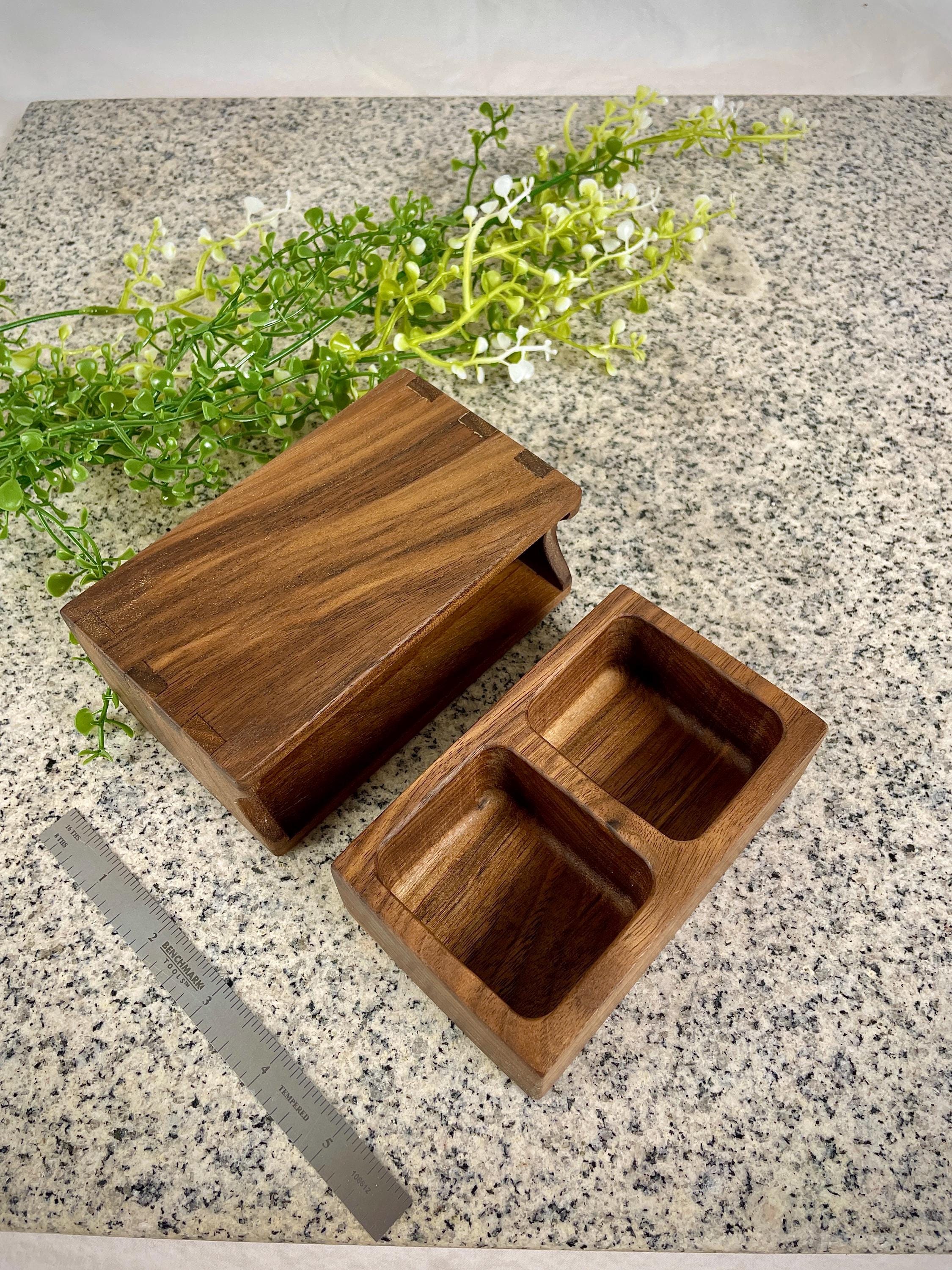 Salt Box With Solid Wood Drawer Made From Walnut. Holds 1/2 Cup of Salt ...