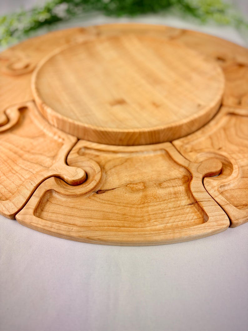 Interlocking Puzzle Wine Plates With Reversable Serving Board - Etsy