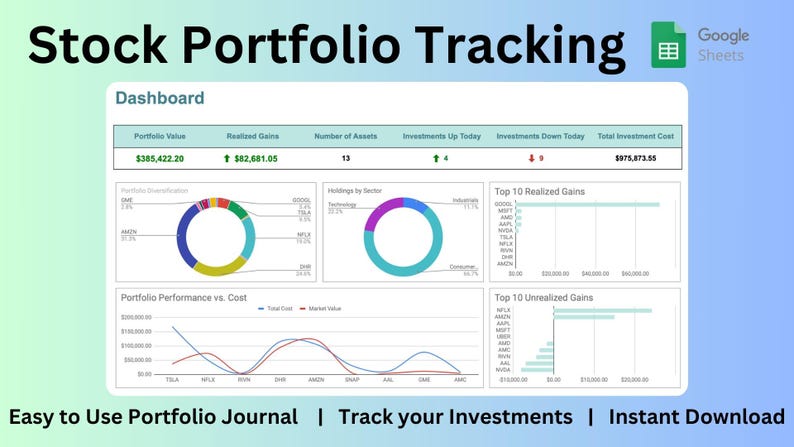 Stock Investment Portfolio Tracker Spreadsheet Google Sheet Personal ...