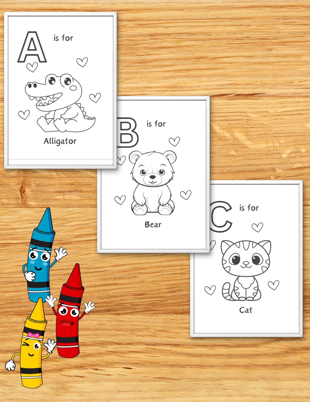 26 ABC Coloring Sheets, Kids Alphabet Coloring Book, Animals and Fun ...