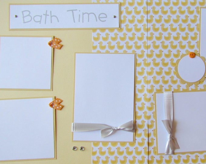 BATH TIME 12x12 Scrapbook Pages - Baby Boy or Girl Premade Layout - 1st ...