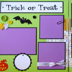 Halloween 12x12 Premade Scrapbook Pages - TRICK OR TREAT Layout ...