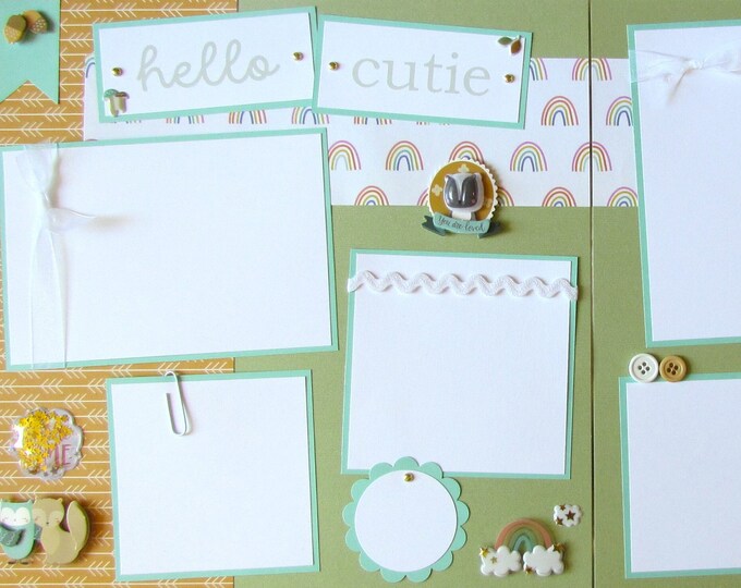 HELLO CUTIE 12x12 Scrapbook Pages, Premade Baby Layout, First Year ...