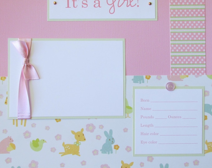 Baby Girl - 2 Premade Scrapbook Pages - EZ Layout 4036 - Etsy