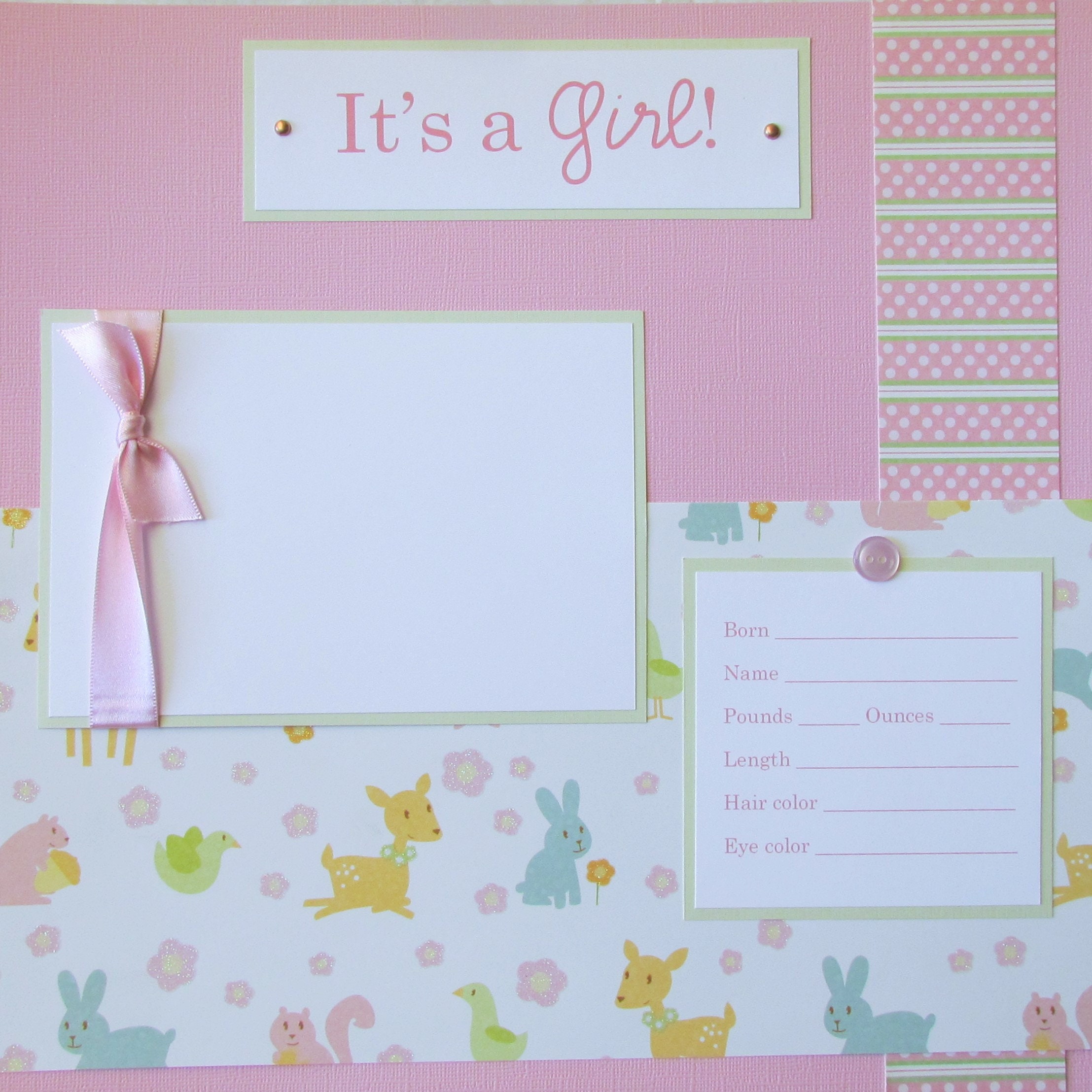 12x12 Premade Scrapbook Layout Page baby Girl or BOY IT'S A GIRL ...