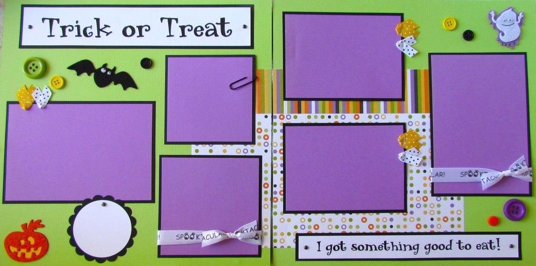 Halloween 12x12 Premade Scrapbook Pages - TRICK OR TREAT Layout ...
