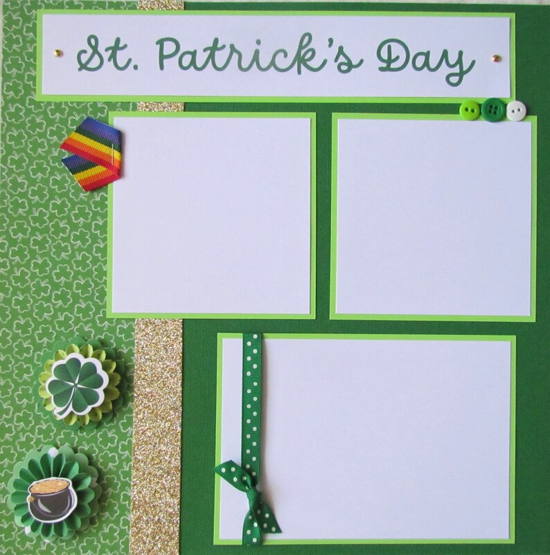 ST. PATRICK'S DAY Premade 12x12 Scrapbook Pages St. Paddy's Day Layout ...
