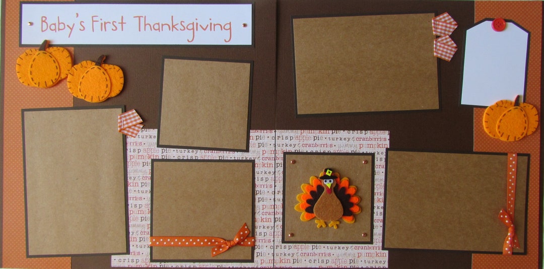 BABY'S FIRST THANKSGIVING 12x12 Premade Scrapbook Pages - Thanksgiving ...