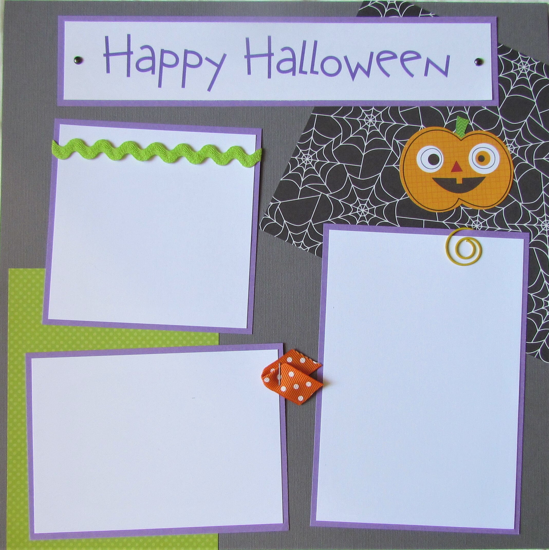 HAPPY HALLOWEEN Premade 12x12 Scrapbook Pages - Trick or Treat Layout ...