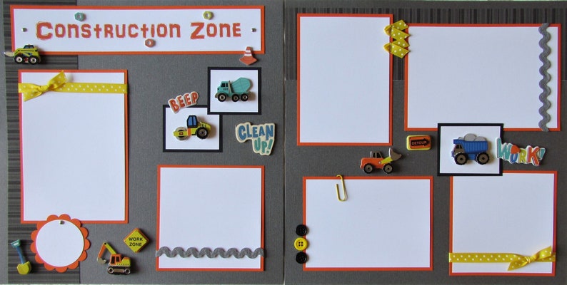12x12 Premade Scrapbook Pages CONSTRUCTION ZONE Little - Etsy