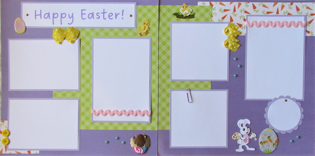 HAPPY EASTER 12x12 Scrapbook Pages Premade Layout Spring Family ...