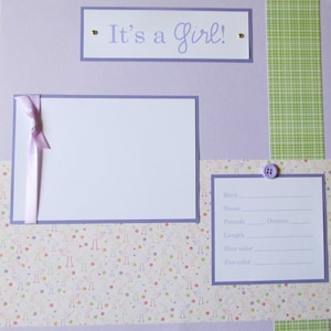 12x12 Premade Scrapbook Layout Page -baby Girl or BOY - IT'S A GIRL ...