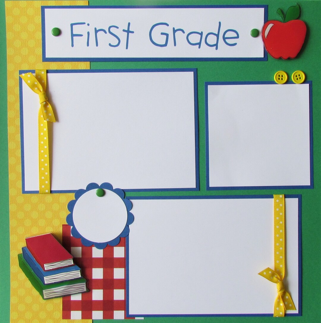 FIRST GRADE 12x12 Scrapbook Pages - School Premade Layout, School Days ...