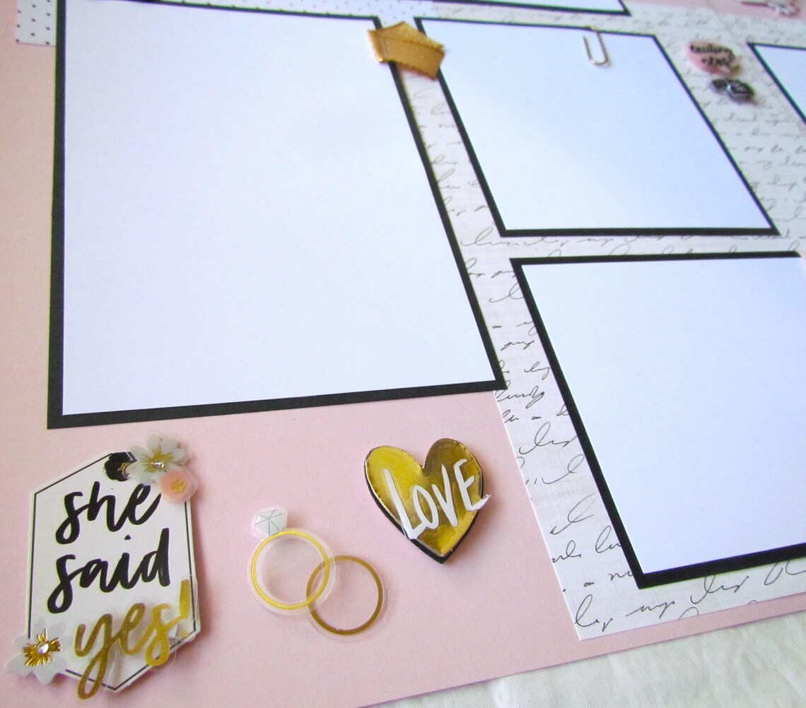 12x12 Premade Scrapbook Pages - WE'RE ENGAGED! - Wedding Layout ...