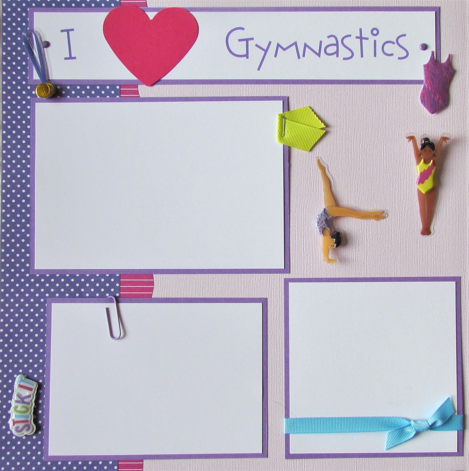 12x12 Premade Scrapbook Pages - I LOVE GYMNASTICS - Sports Layout, Girl ...