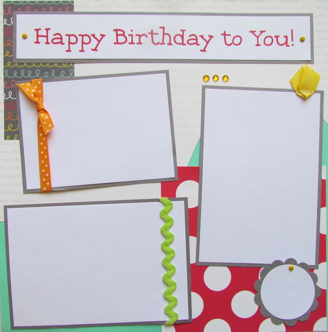 HAPPY BIRTHDAY To YOU 12x12 Scrapbook Pages Party Layout | Etsy