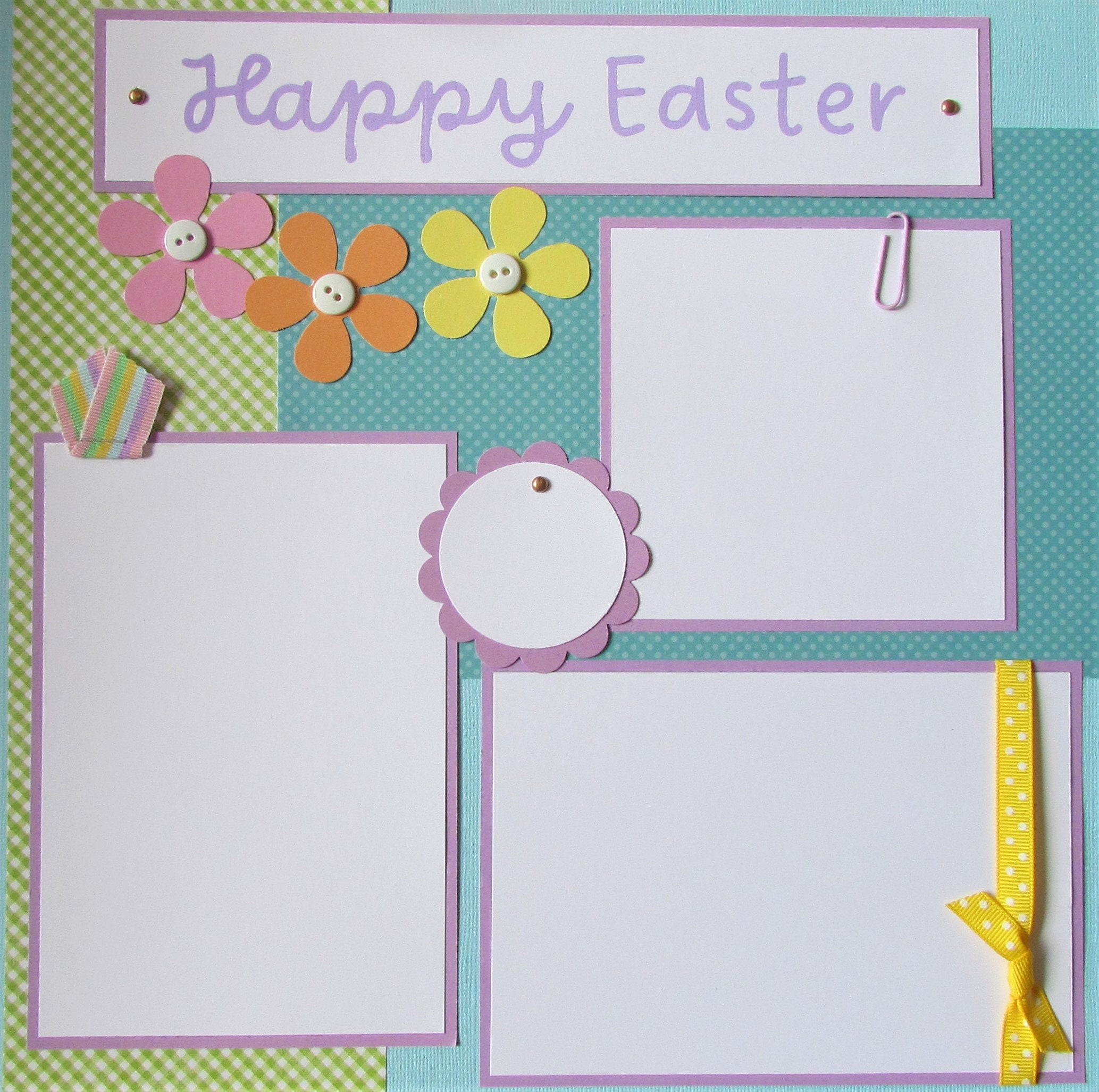 HAPPY EASTER 12x12 Scrapbook Pages Bunny Premade Layout Spring Family ...
