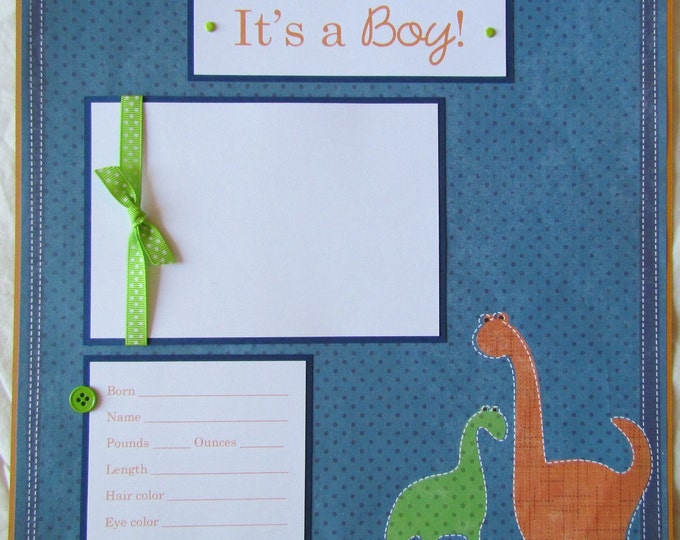 Premade 12x12 Scrapbook Page Baby Boy Layout IT'S A - Etsy