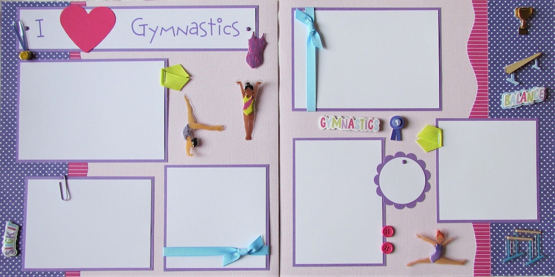 12x12 Premade Scrapbook Pages - I LOVE GYMNASTICS - Sports Layout, Girl ...