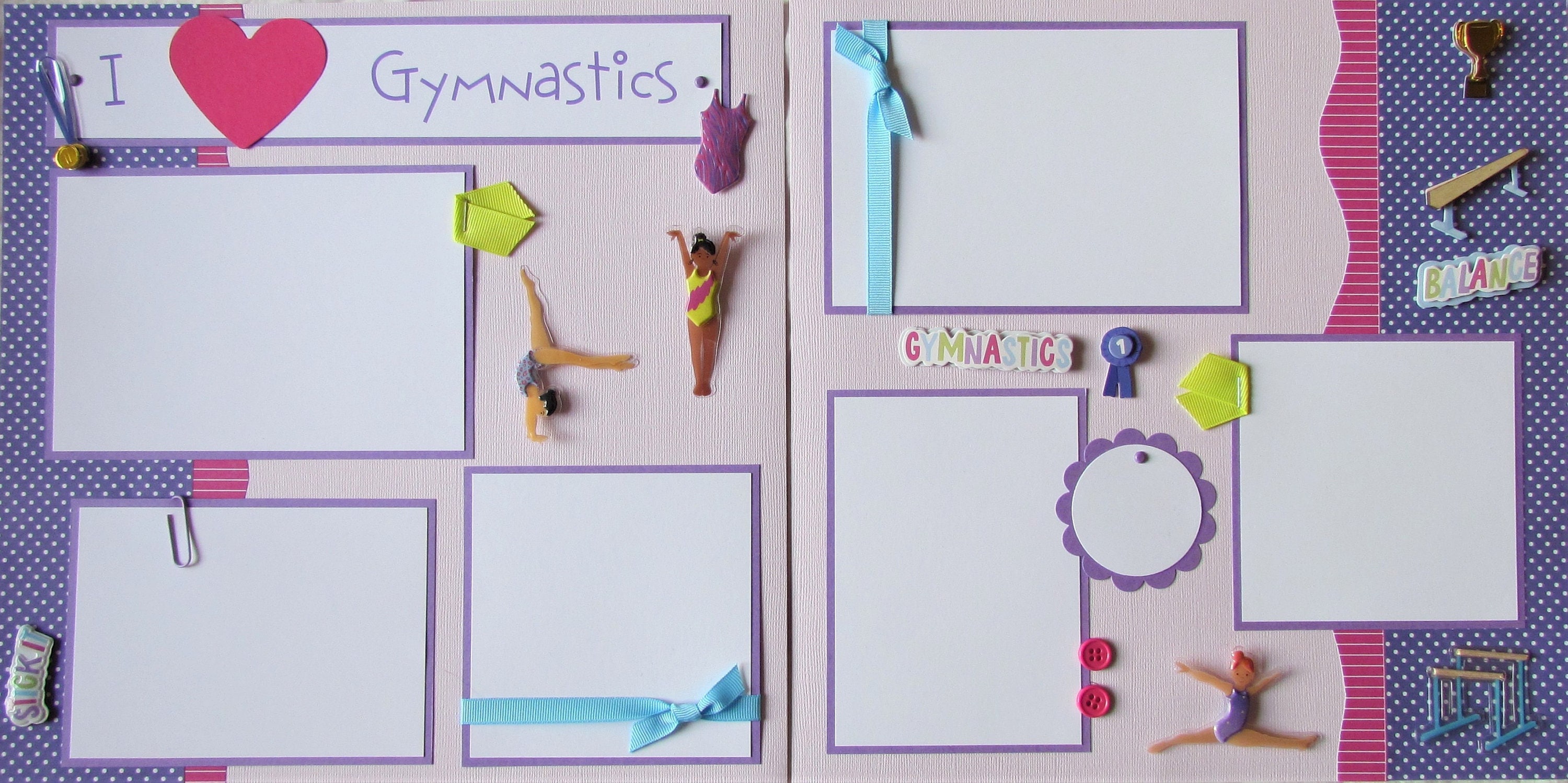12x12 Premade Scrapbook Pages - I LOVE GYMNASTICS - Sports Layout, Girl ...