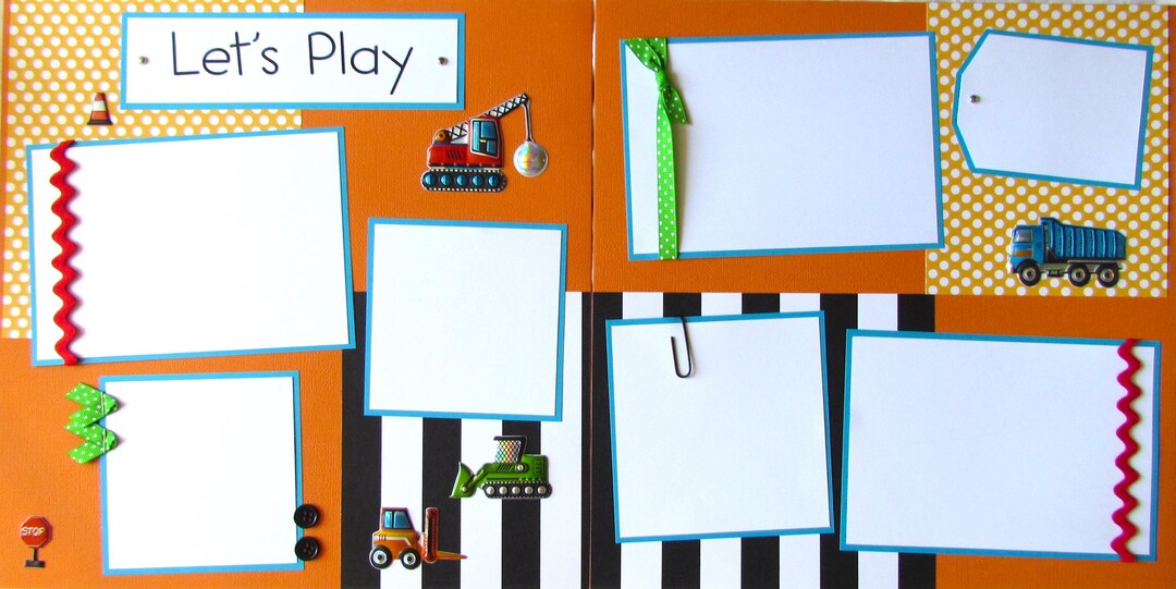 Boy 12x12 Premade Scrapbook Pages, LET'S PLAY Cars Layout, Boys & Their ...