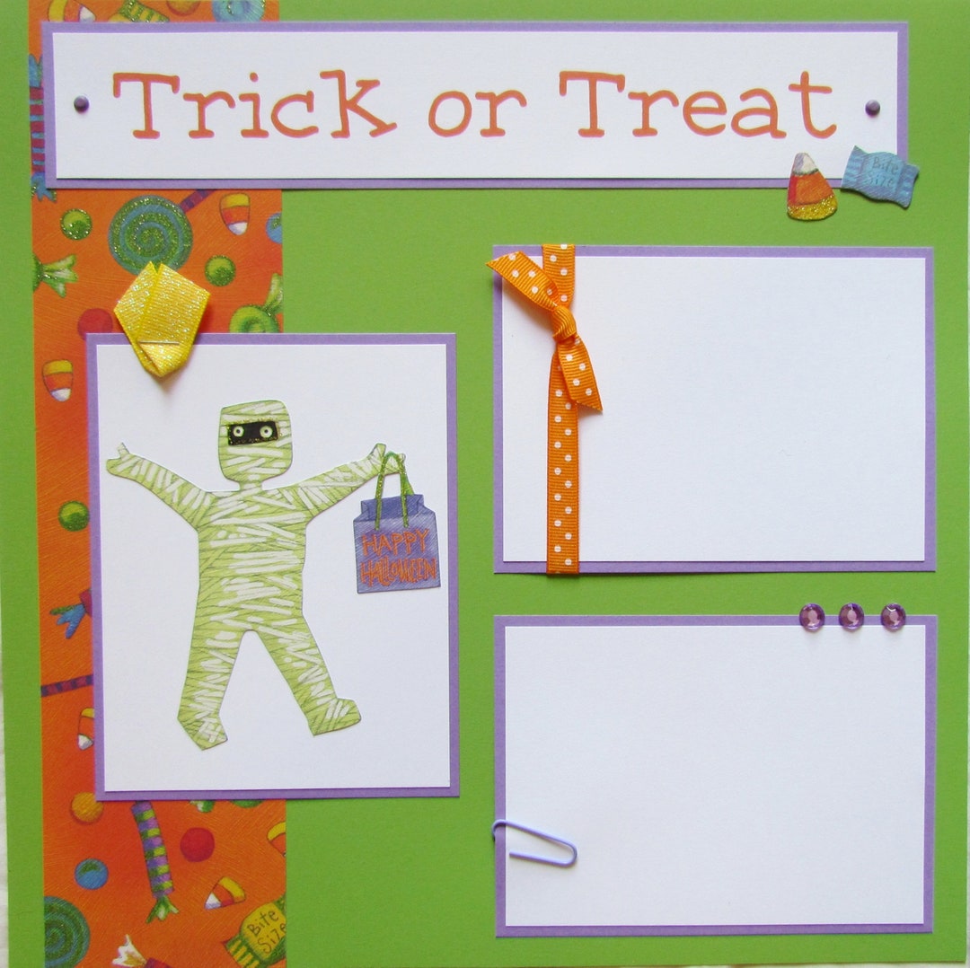 HALLOWEEN 12x12 Premade Scrapbook Pages Trick or Treat Layout Kid, Boy ...
