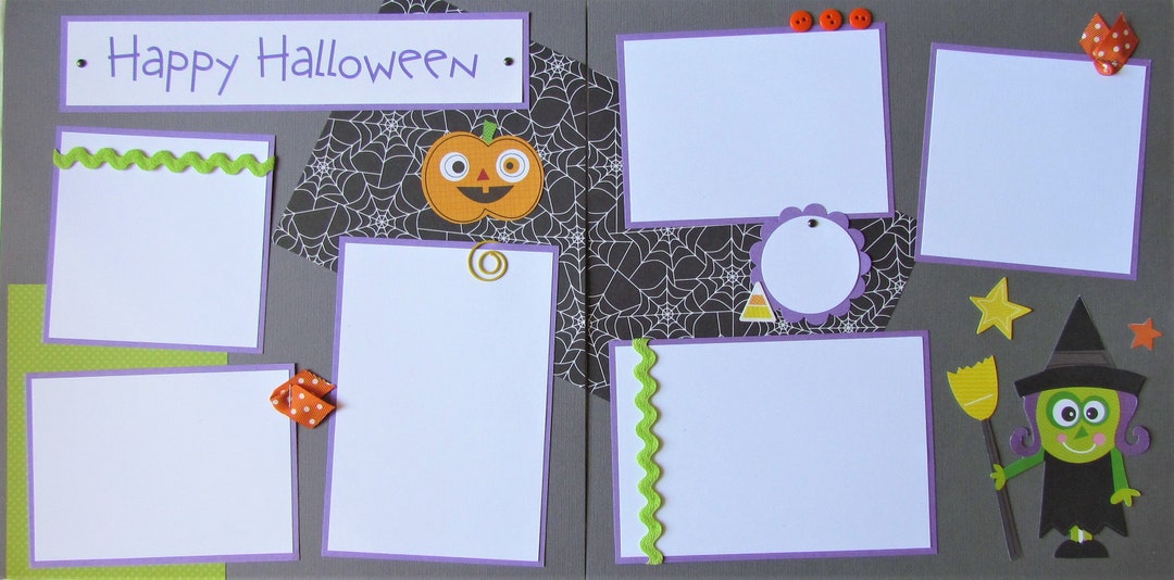 HAPPY HALLOWEEN Premade 12x12 Scrapbook Pages - Trick or Treat Layout ...