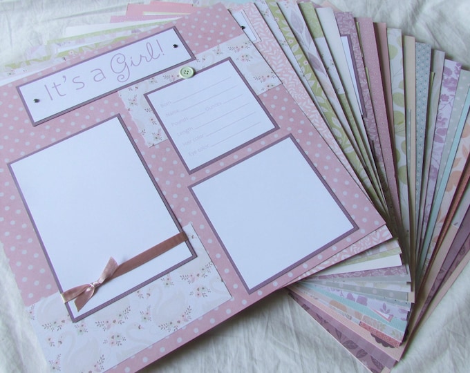 BABY GIRL 2 Printed 12X12 Pre-made Scrapbook Pages Quick Pages Digital ...