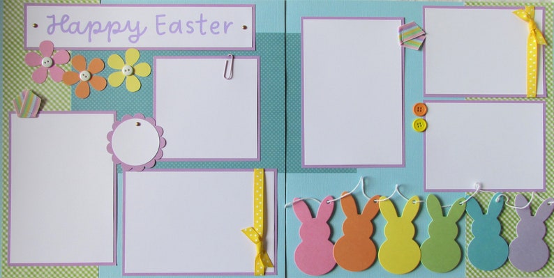 HAPPY EASTER 12x12 Scrapbook Pages Bunny Premade Layout Spring Family ...