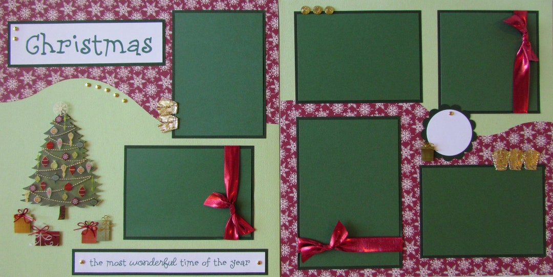 CHRISTMAS Premade 12x12 Scrapbook Pages - Holiday Layout - Christmas ...