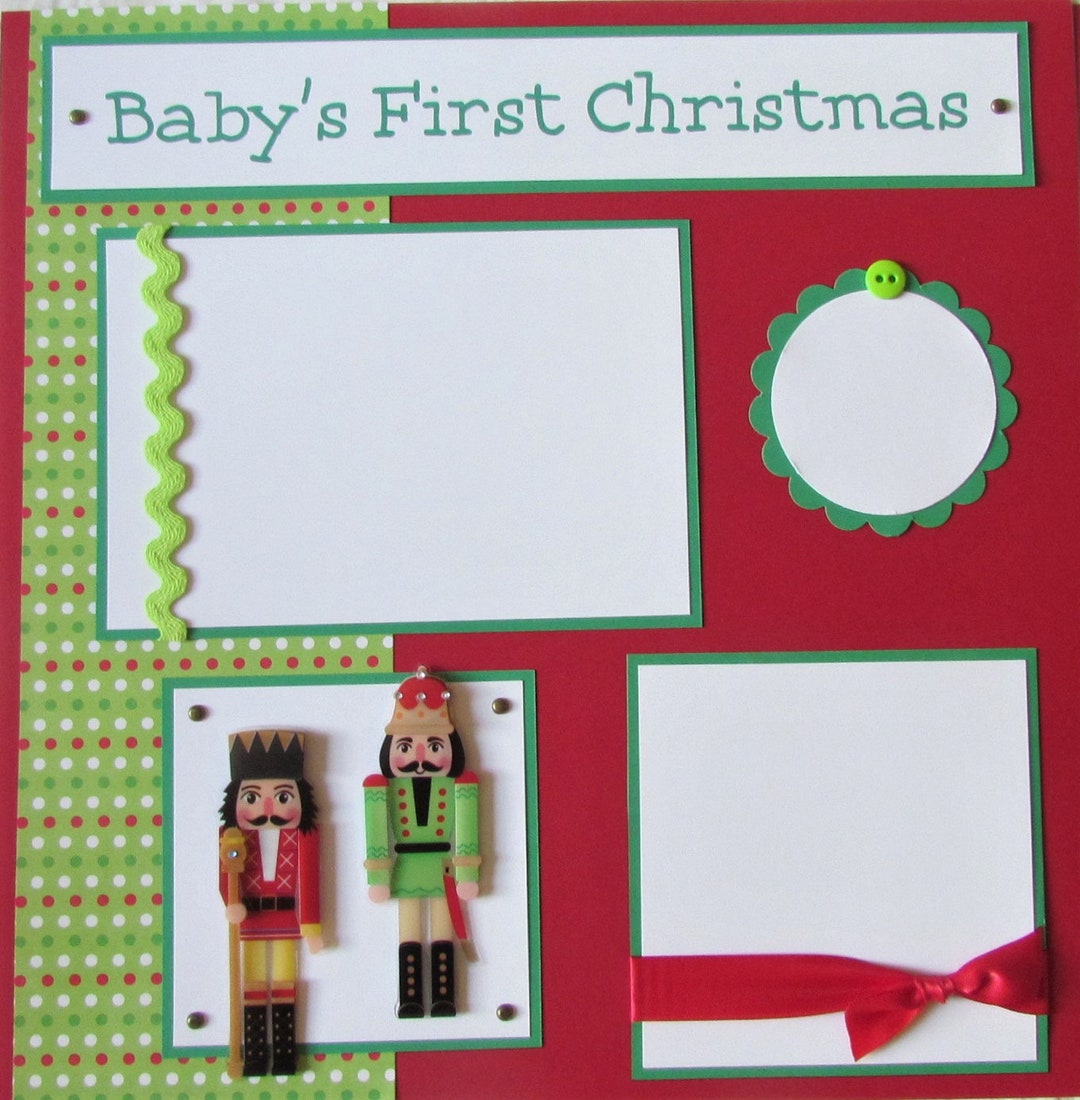 BABY'S FIRST CHRISTMAS 12x12 Scrapbook Pages - Premade Layout - Baby ...