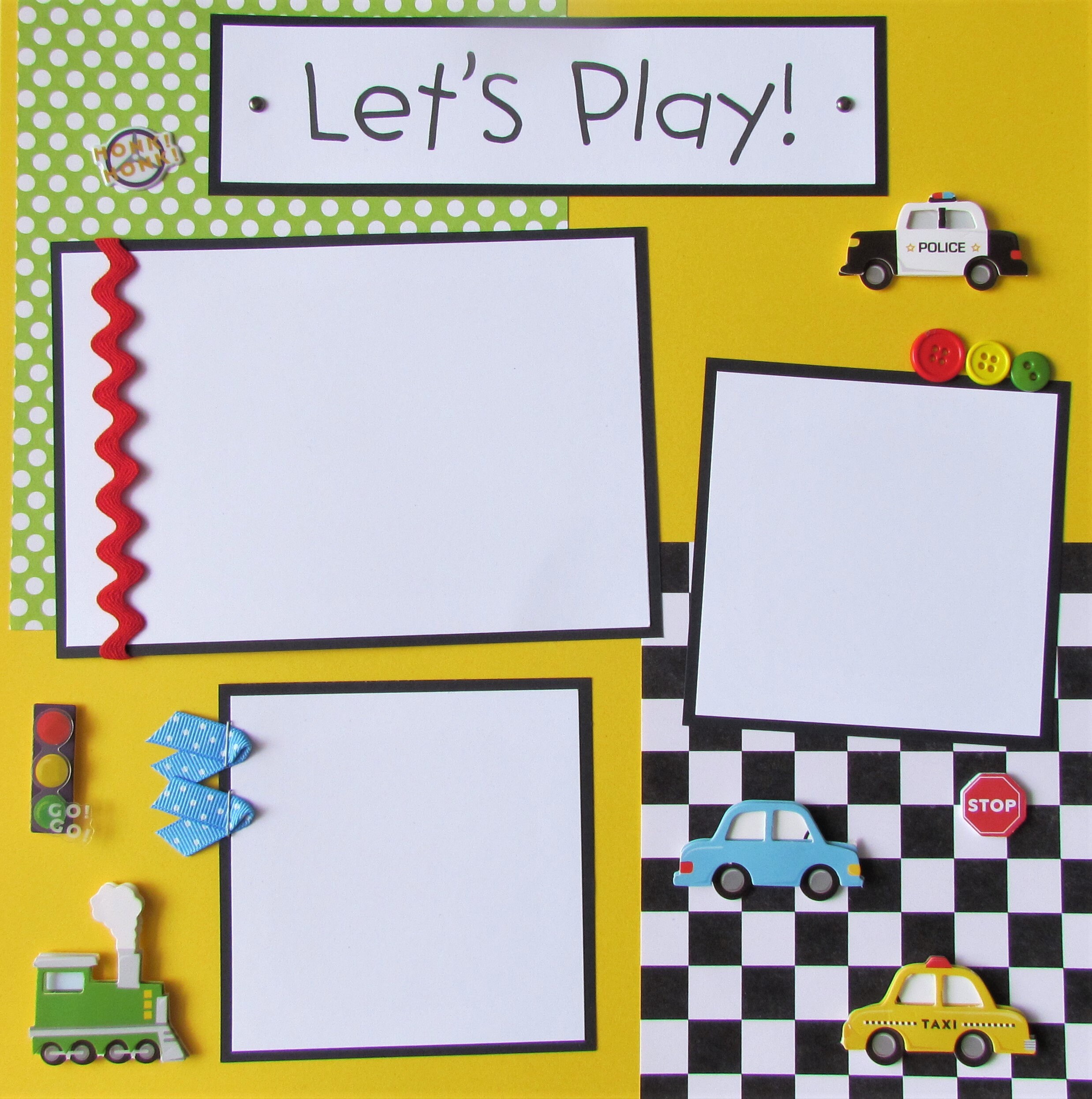 Boy 12x12 Premade Scrapbook Pages LET'S PLAY Cars Layout - Etsy