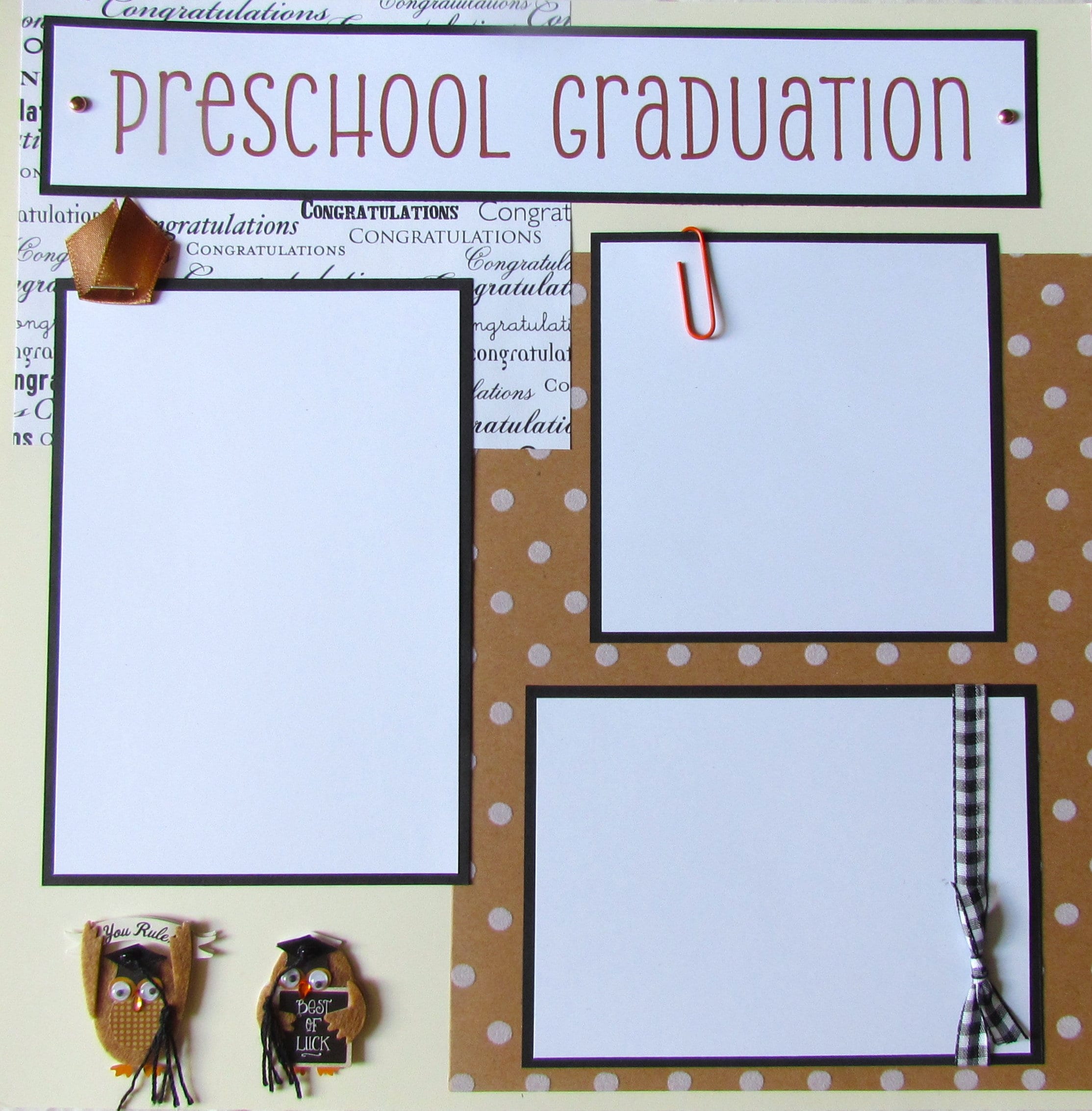 PRESCHOOL or KINDERGARTEN GRADUATION 12x12 Premade Scrapbook Pages ...