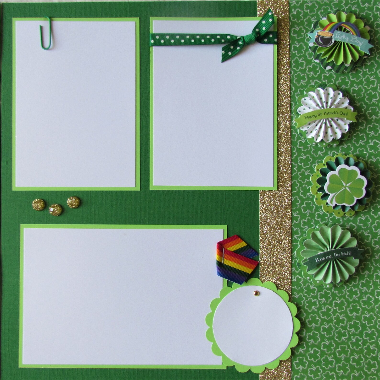 ST. PATRICK'S DAY Premade 12x12 Scrapbook Pages St. Paddy's Day Layout ...