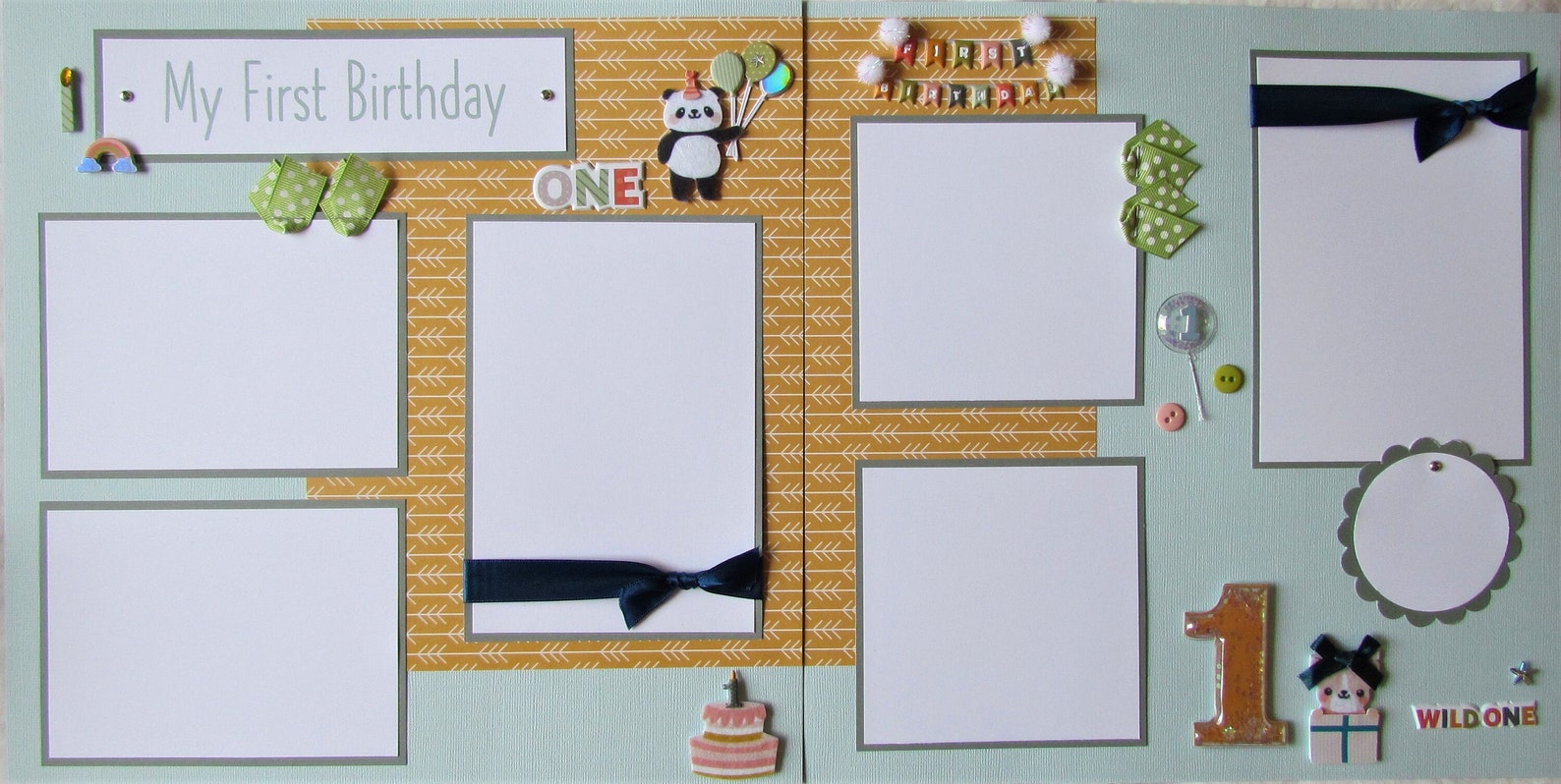 Baby's MY FIRST BIRTHDAY 12x12 Premade Scrapbook Pages - Boy, Girl ...