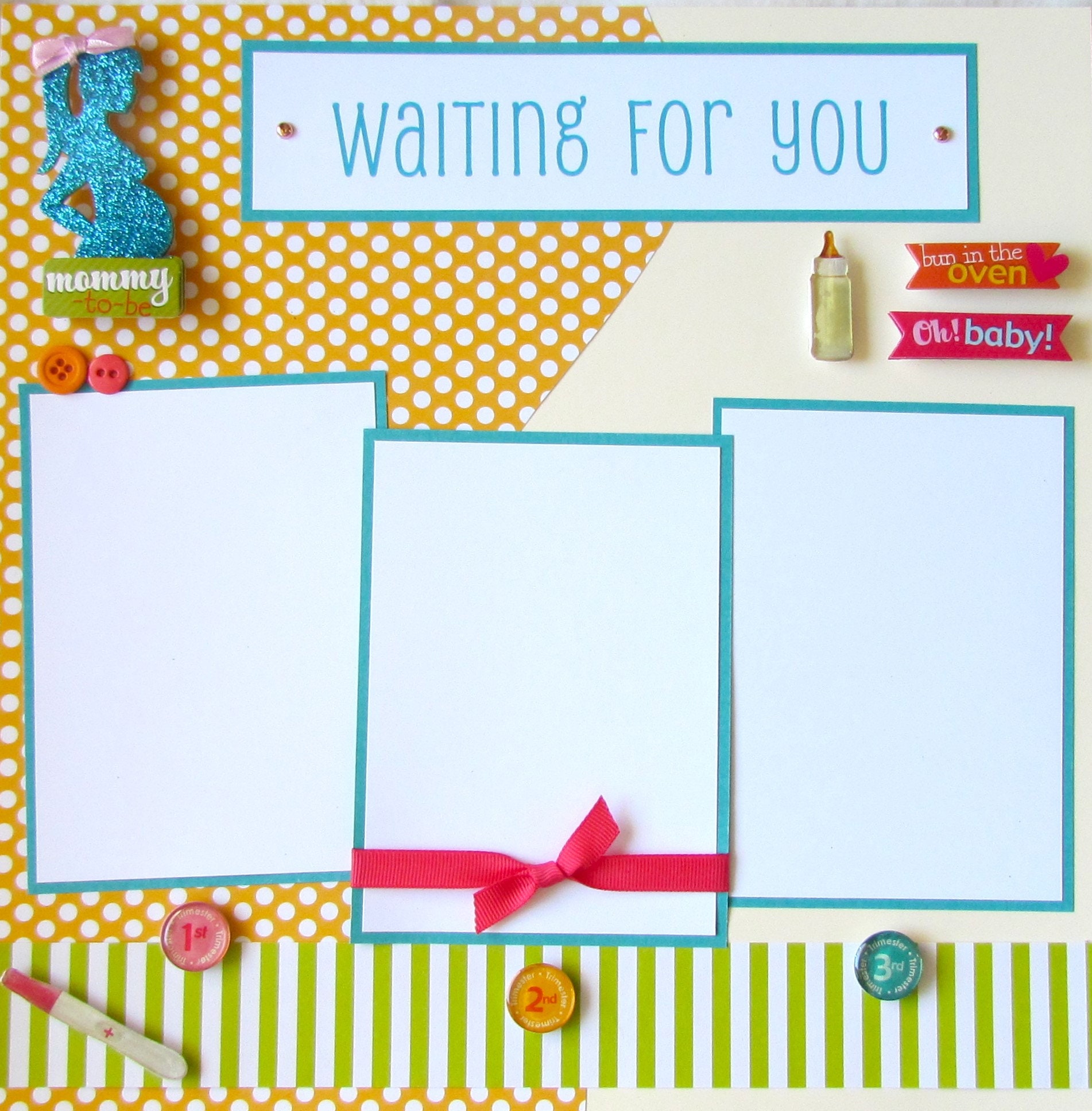 Premade 12x12 Scrapbook Pages WAITING FOR YOU Expecting a Baby I'm ...