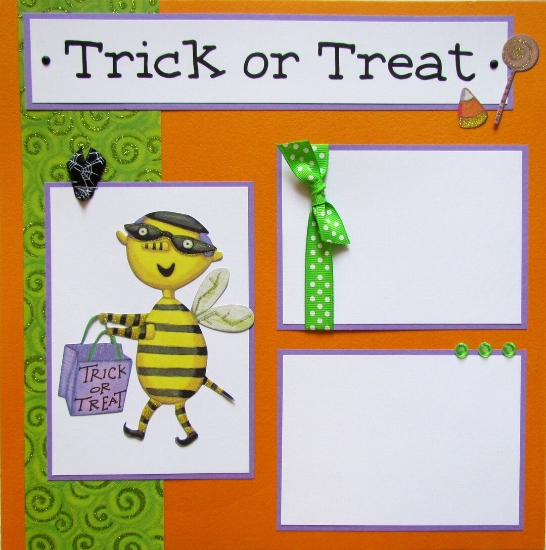 HALLOWEEN 12x12 Premade Scrapbook Pages ~ Trick or Treat Layout ...