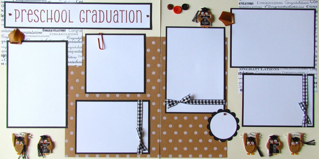 PRESCHOOL or KINDERGARTEN GRADUATION 12x12 Premade Scrapbook Pages ...