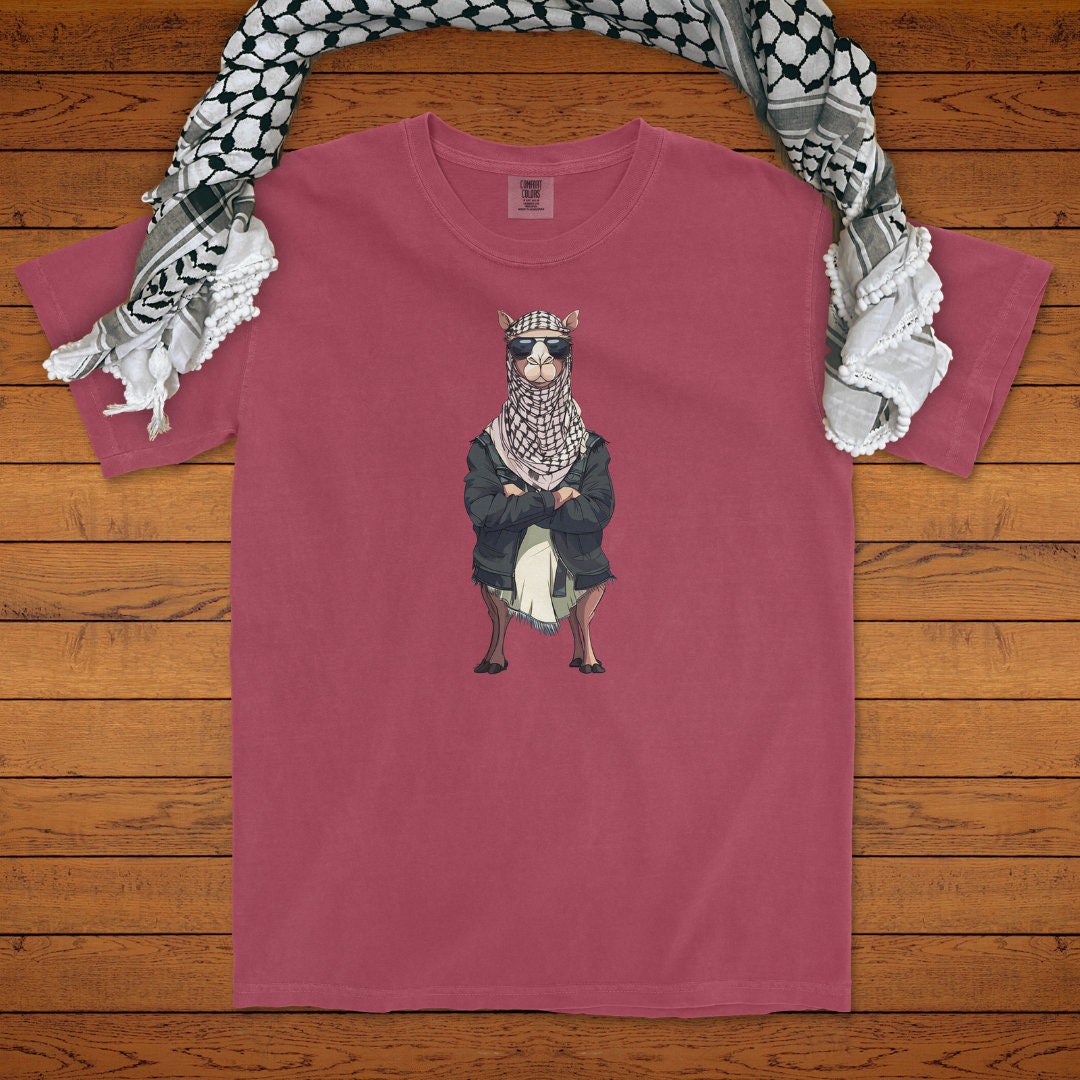 Unisex Tee, Giraffe in Kuffiya, Keffiyeh, Jaffar Camel T-shirt, Floofs ...