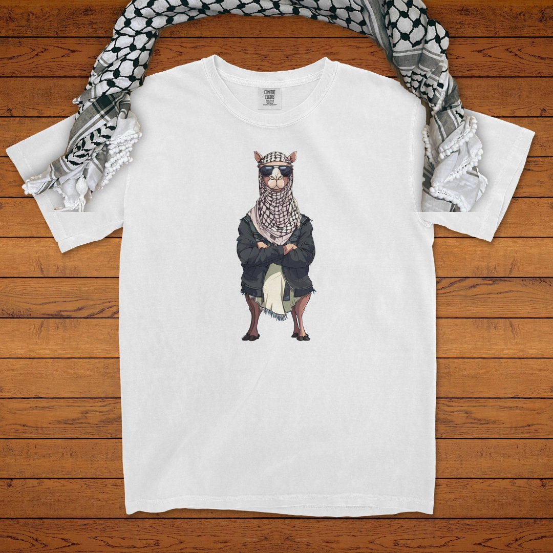 Unisex Tee, Giraffe in Kuffiya, Keffiyeh, Jaffar Camel T-shirt, Floofs ...