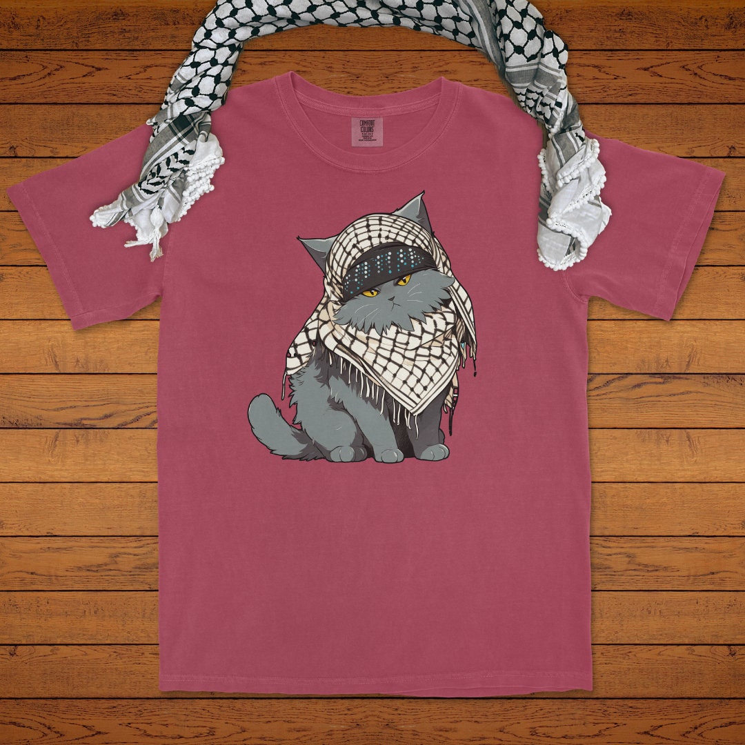 Unisex Tee, Cat in Kuffiya, Keffiyeh, Sasha Cat T-shirt - Etsy