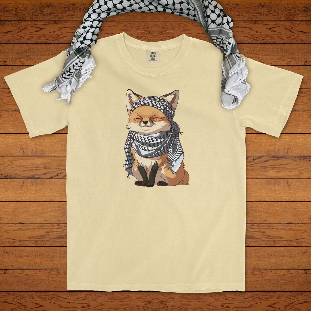 Unisex Tee, Fox in Kuffiya, Keffiyeh Shirt, Lexi Fox T-shirt, Floofs in ...