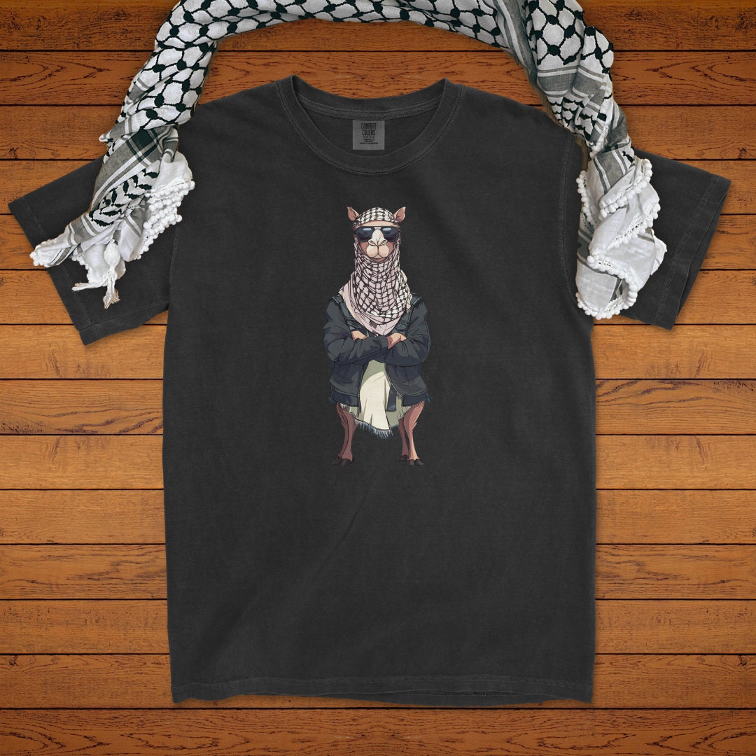 Unisex Tee, Giraffe in Kuffiya, Keffiyeh, Jaffar Camel T-shirt, Floofs ...